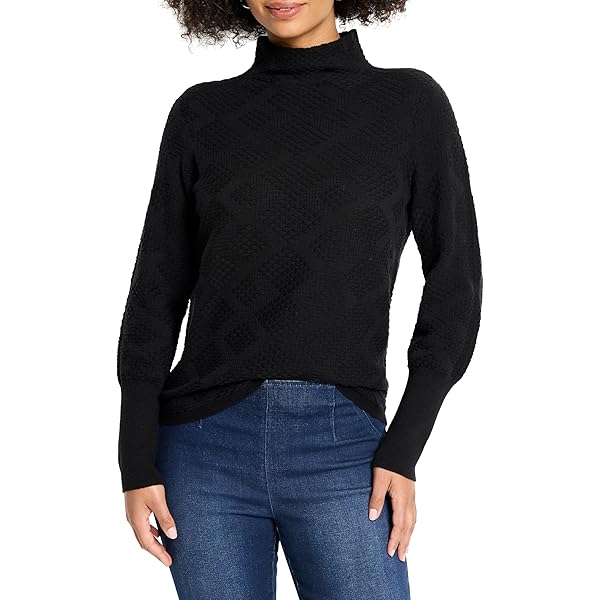 NIC+Zoe Pure Cotton Crew Neck Sweater, Black Onyx, XS at Amazon